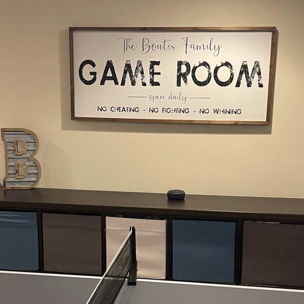 Personalized Game Room Sign, No Cheating No Fighting No Whining, Family ...