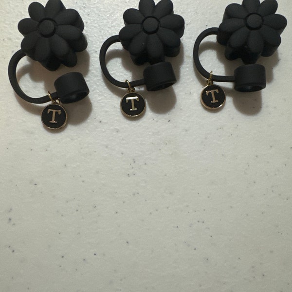 Black Flower Straw Topper, Custom Straw Cover, Drink Cover, Straw ...