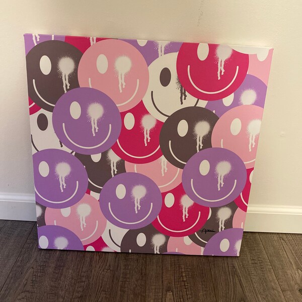 Smiley Canvas | Pop Art Decor | Smiley Face Art | Office Art | Pop Wall ...