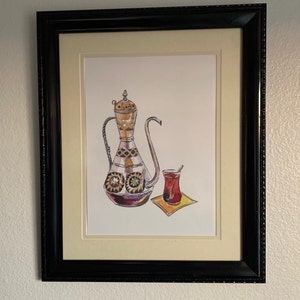 Arabic Mint Tea Art Print, Islamic Kitchen Wall Art, Arabian Art, Gifts ...