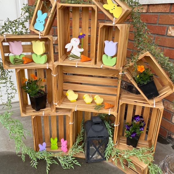 WOODEN CHICKS | PEEPS | Easter | Block Signs | Tiered Tray Decor ...