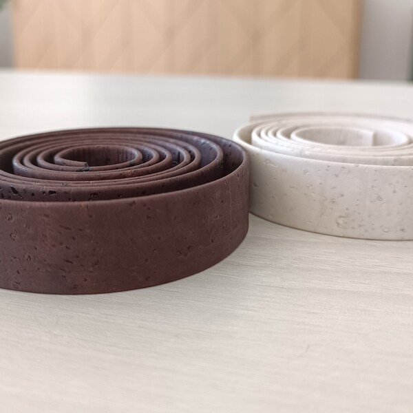 20mm White Cork Strap, 1 Meter/ 39in - Flat Cork Leather Cord White ...