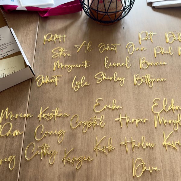 Personalized Gold Acrylic Laser Cut Names|wedding Place Card |laser Cut ...