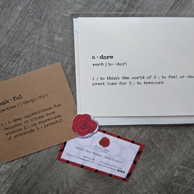 Adore Definition Greeting Card in Typewriter Font With - Etsy