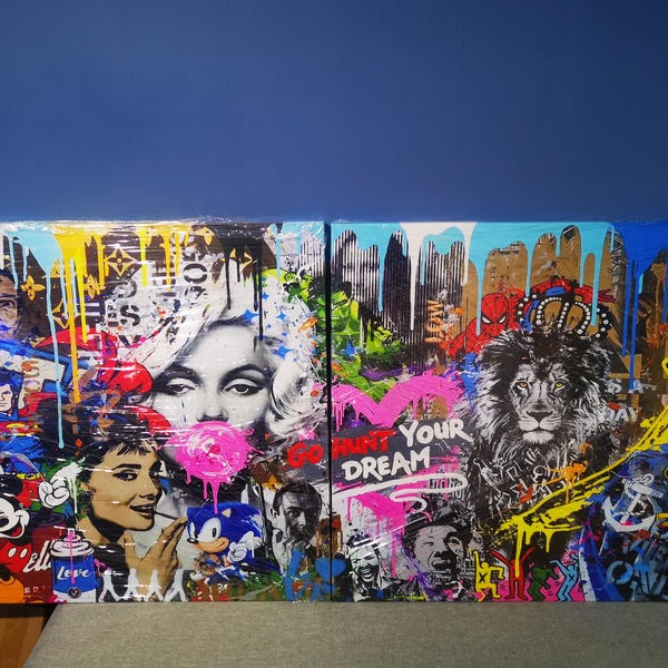 Go Hunt Your Dream Bright Extra Large Graffiti Mural Style Wall Art ...