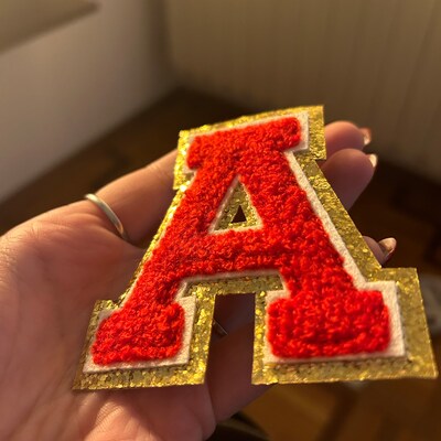 Pink With Gold Trim Letters A-Z Iron-on Patch, Letters Patch, Words ...