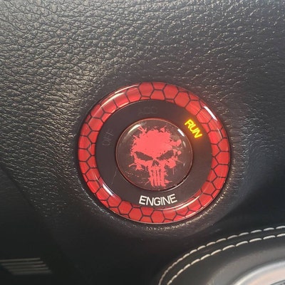 Custom Start Button Overlay: punisher Skull Splatter Fits Dodge Charger ...