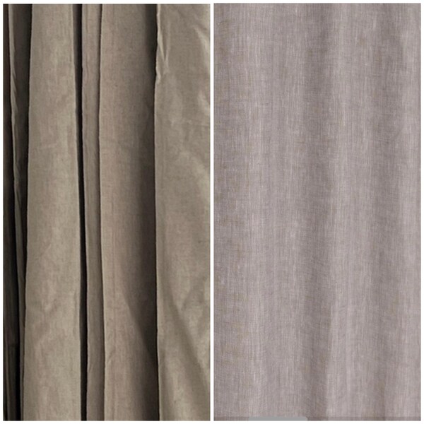 Neutral Artistic Floral Linen Curtains Set of 2 Panels Linen Fabric ...