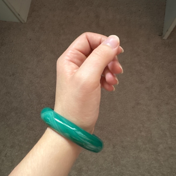 Pale Green Jade Bangle Light Green Stone Bracelet Elegant Jadeite Stone ...