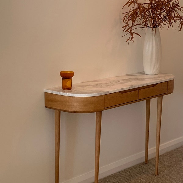 Corner Console Table in Solid Oak or Walnut - Etsy