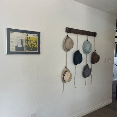 Hat Organizer Hat Wall Hanging Fedora Display Hat Rack Industrial Home ...