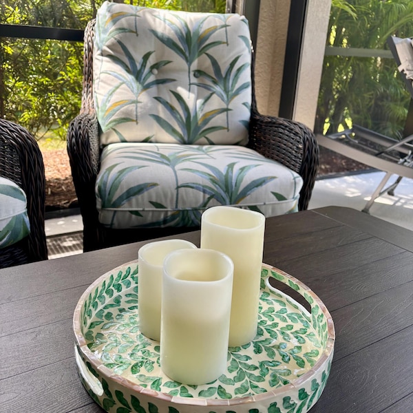 Sunshine Capiz Shell Inlay Round Coasters Set With Holder, 6 Coasters ...