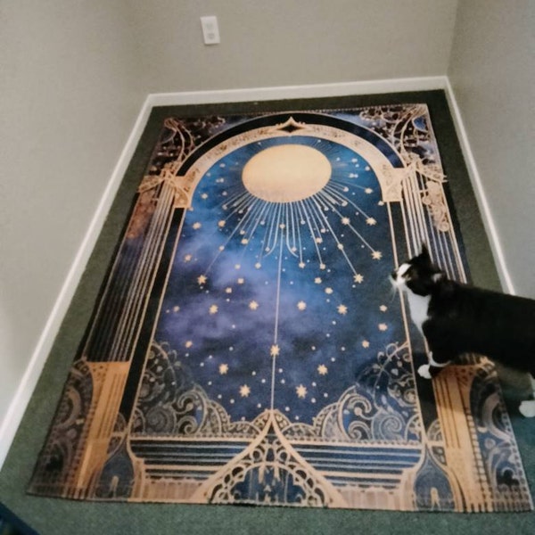 Celestial Rug for Outdoors Art Deco Moon and Stars Floor Decor for ...