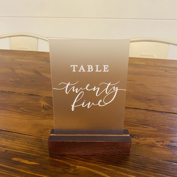 FROSTED Glass Look Acrylic Table Number Sign With Stands, Perspex ...