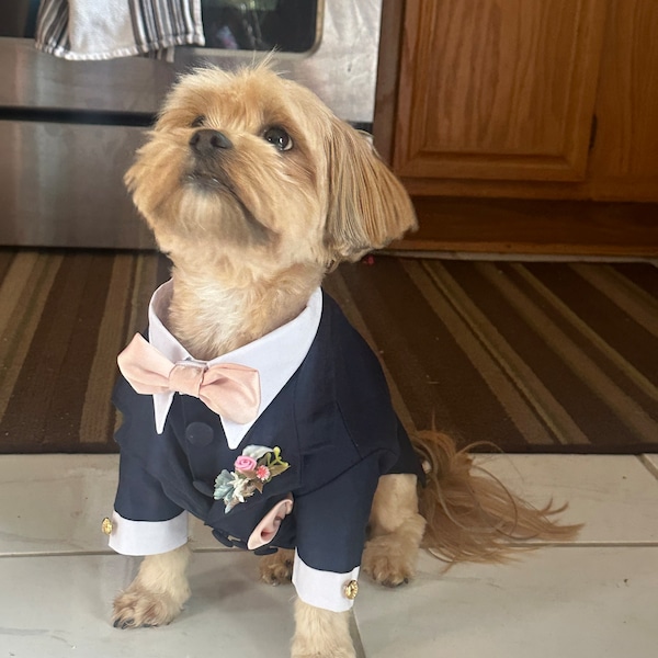 Dog Tuxedo, Dog Suit, Dog Wedding Attire, Navy Blue, Navy Blue Dog ...