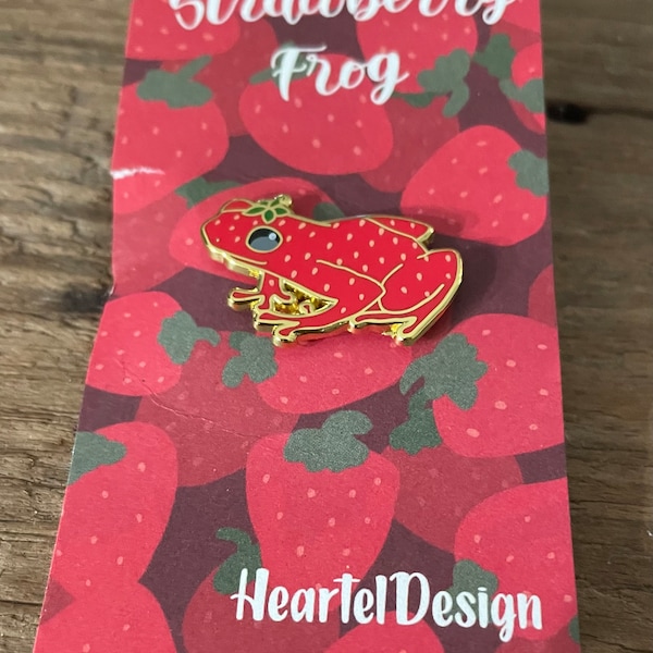 Strawberry Fruit Frog Enamel Pin! Adorable Tiny Frog Pin! - Etsy