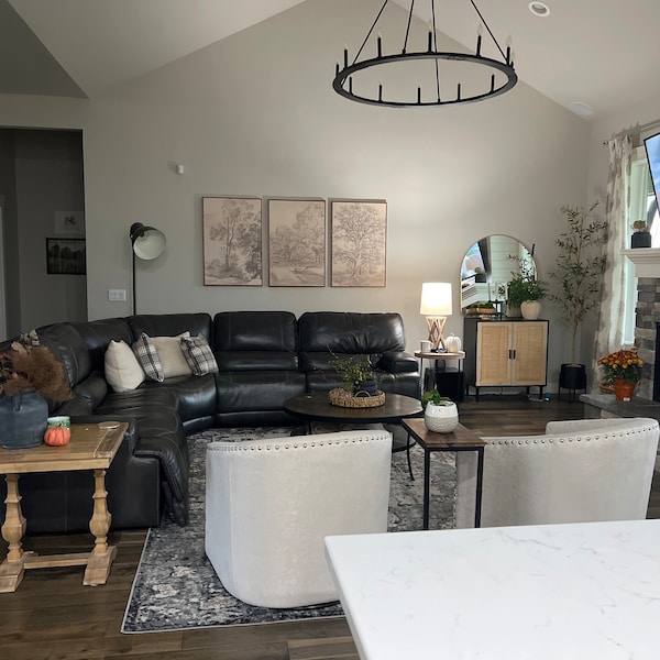 Framed Oak Tree Sketch Wall Art Set of 3, Botanical Pencil Drawing ...