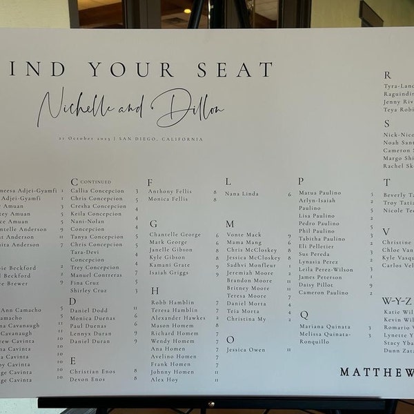 Alphabetical Seating Chart Template Download Minimalist Seating ...