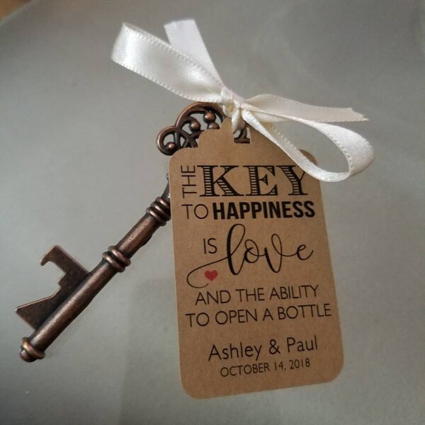 Key Bottle Opener Wedding Favor Tags, Skeleton Key Favors, Key to ...