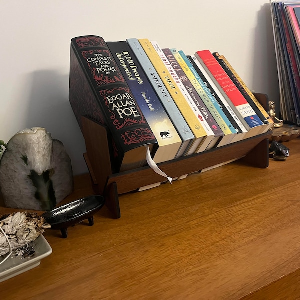 Wooden Tabletop Bookshelf: Small Tilted Book Display - Etsy