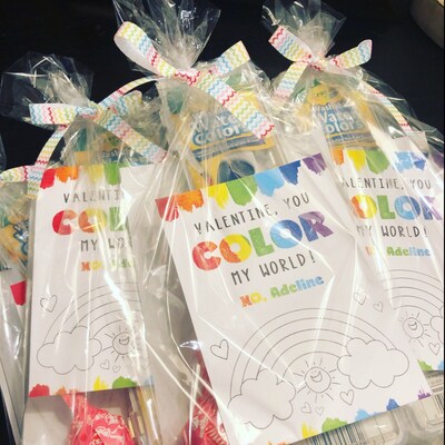 Valentine Cards for Kids PRINTABLE, Color My World Valentines ...