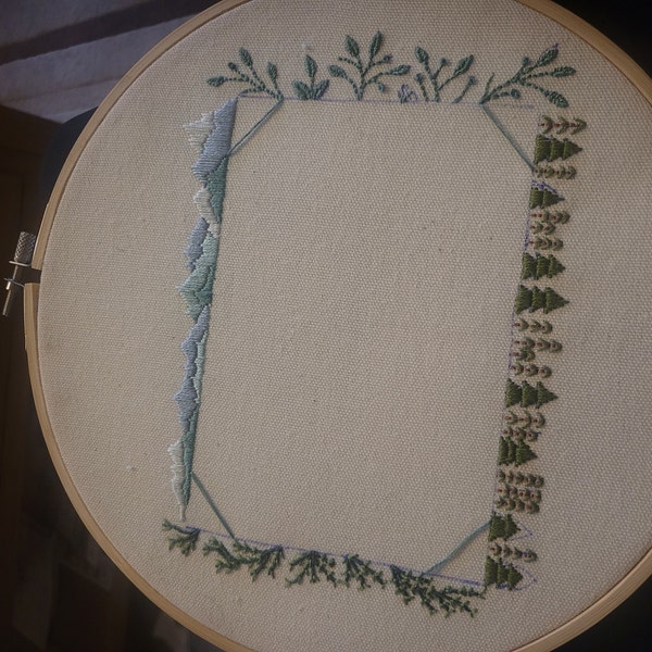 PDF Pattern, Nature Embroidery, 4x6" Frame, Mountain Range, Forest ...