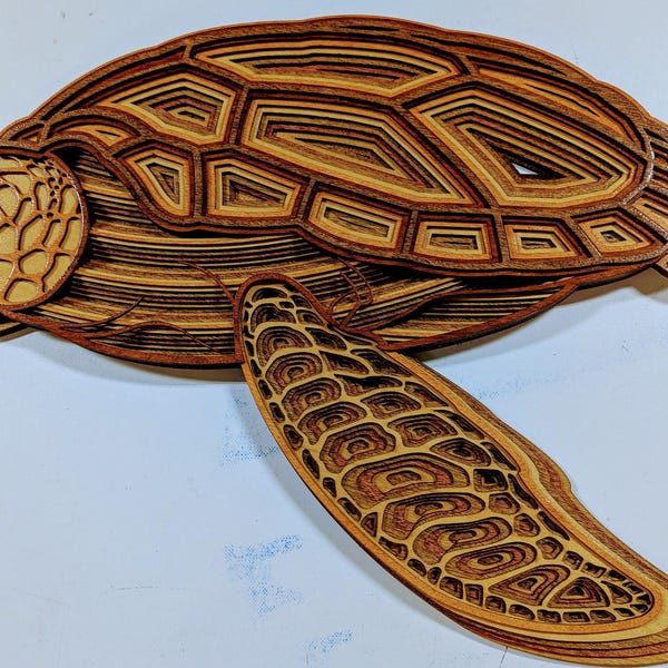 Laser Cut File, Geometric Wall Art, Sea Turtle Wall Art, Cnc File, 3d ...