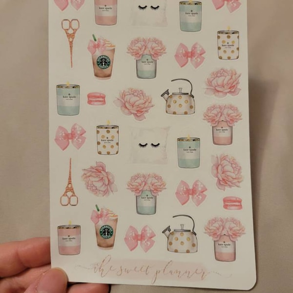 PINK BIRTHDAY | Deco Sticker Sheet | Floral Planner Stickers | Girly ...