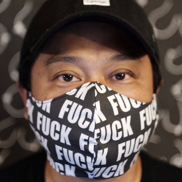 Profanity Fabric - F-word White Block Text on Black Punk Rude Funny ...