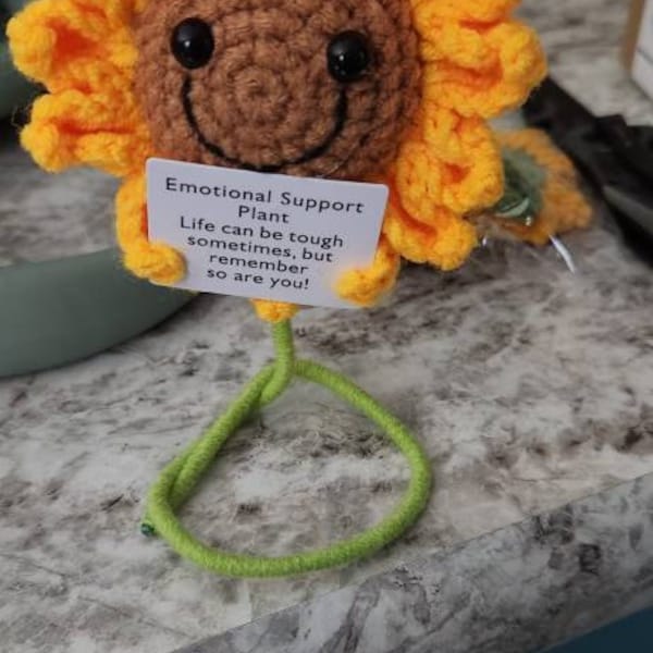 Handmade Crochet Emotional Support Frog and Sunflower Plant-emotional ...
