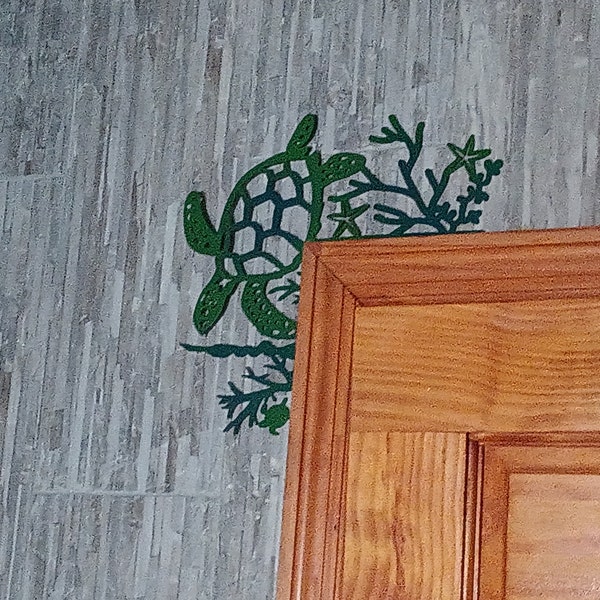 Sea Turtle Metal Door Frame Decoration, Coastal Themed Decor, Turtle ...