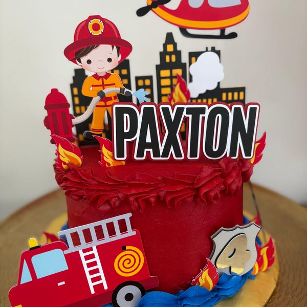 Firefighter Cake Topper - Firefighter Birthday - Firefighter Cake ...