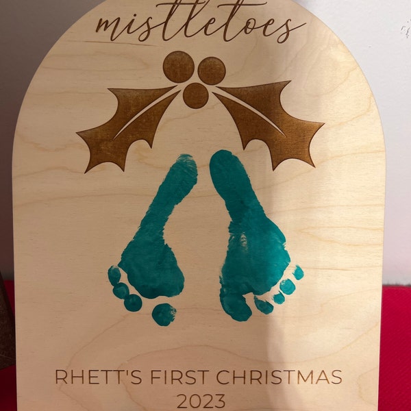 Mistletoes Baby Footprint, Babys First Christmas, Christmas Keepsake ...
