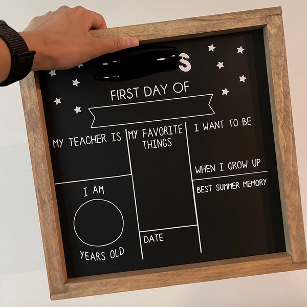 First Day of School Chalkboard Personalized Framed Double Sided First ...