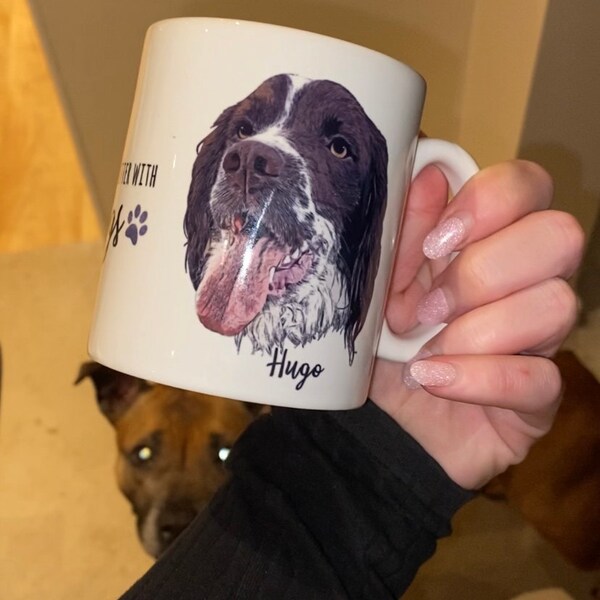 Dog Mug Personalized, Dog Dad Gift, Pet Custom Mug, Portrait Mug, Dog ...
