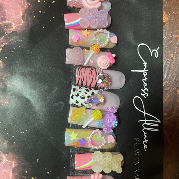 NEW | Rogue | Luxury Press on Nails | 90’s Nails | Colorful Nails - Etsy