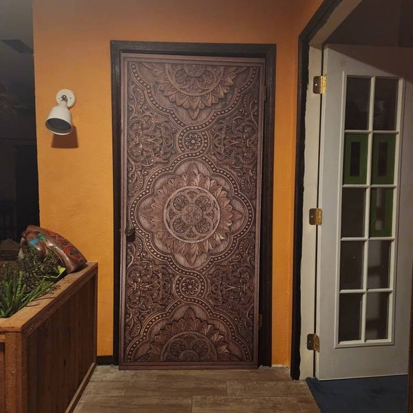 Retro Door Wrap, PEEL AND STICK, Vintage Door Sticker, Rustic Door ...