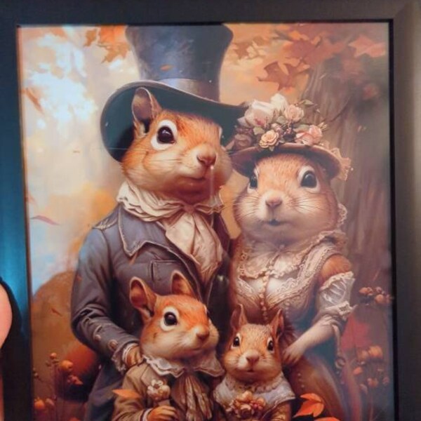 Victorian Squirrel Family Regal Fine Art Giclee, Baroque Painting Wall ...