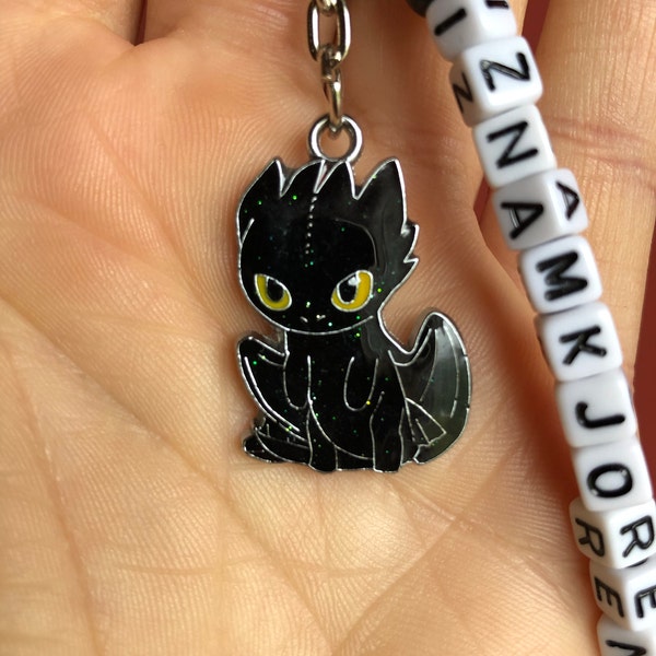 Personalised Name Key Chain Toothless Dragon Charm Keyring Chain Enamel ...