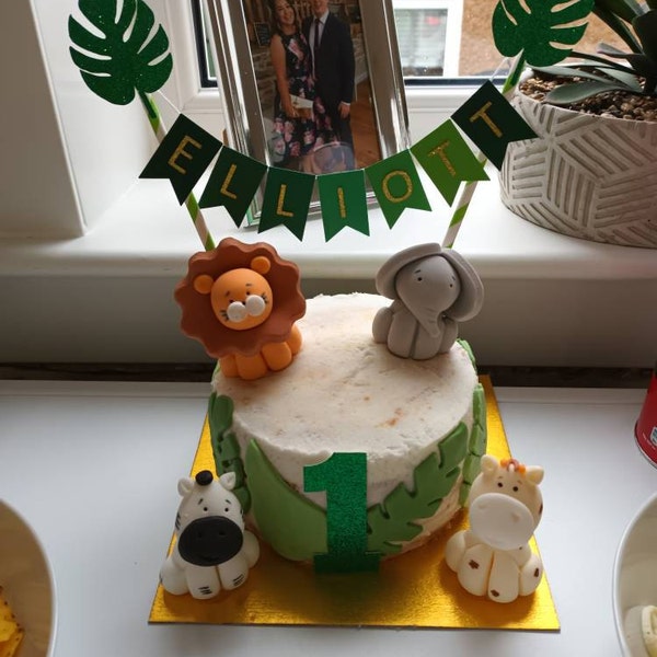 Custom Jungle Cake Topper, Personalised Jungle Cake Bunting ...