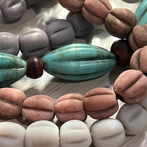 Huge Assortment of Bone and Horn Beads Strand 13 6-10mm / Orange Red ...