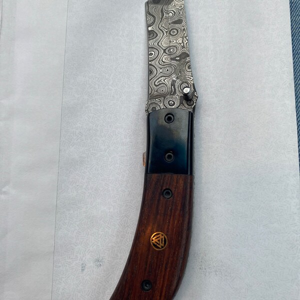 Damascus Folding Knife: Hand-carved Jesus Crucifixion Theme, Brass ...