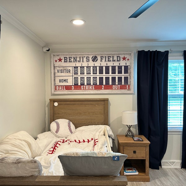 Personalized Baseball Scoreboard Sign, Game Room Wall Decor, Sports ...