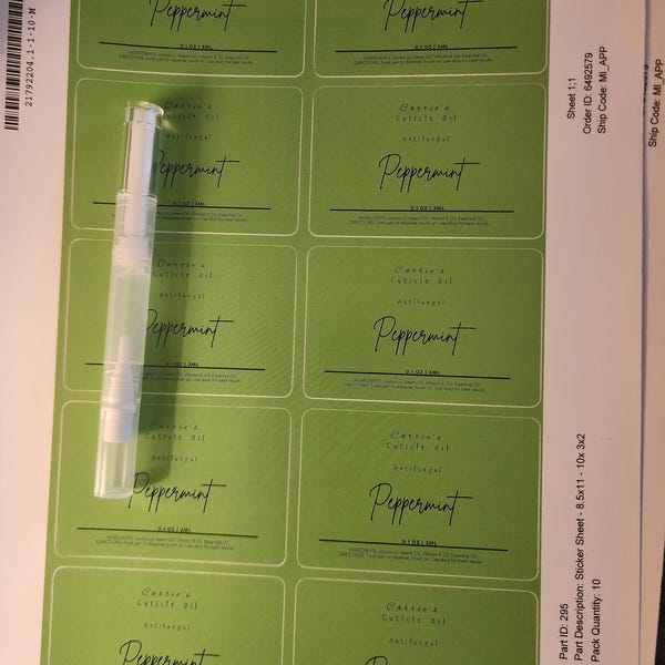 DIY Cuticle Oil Pen Label Template, Editable CANVA Cosmetic Twist Tube ...