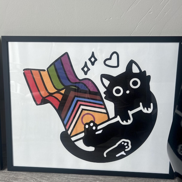 Pride Cat Poster | LGBTQ Gift | Pride Wall Art | LGBTQ+ | Queer Wall ...