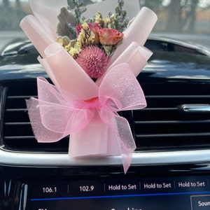Handmade Mini Natural Dried Flower Bouquet rosy Car - Etsy