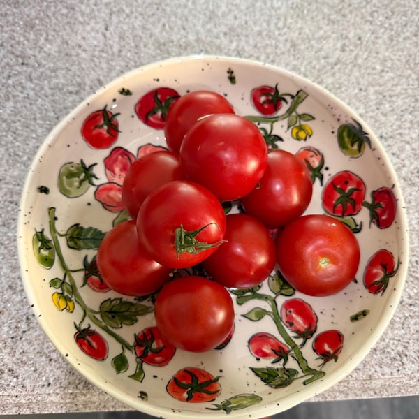 Deep Salad Plate / Hand Painted / Vegetable Bowl / Food Safe / Ceramic ...