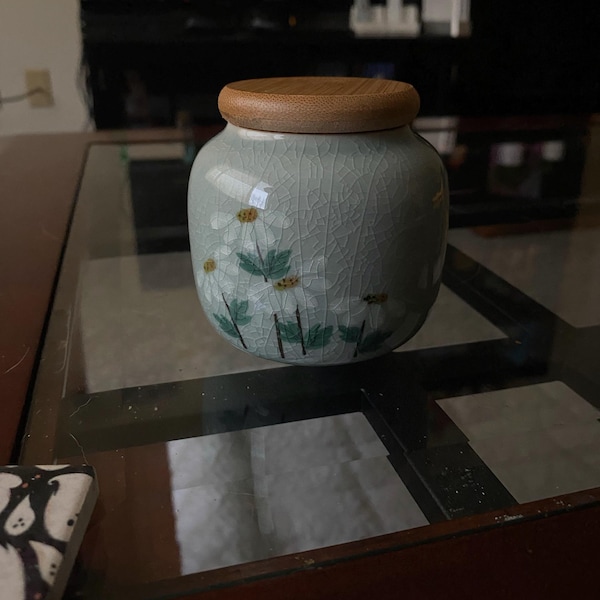 Handcrafted Ceramic Tea Jar With Bird Design - Traditional Kiln-fired ...