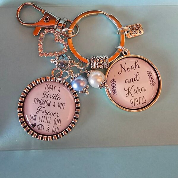 Personalized Wedding Keychain for BRIDE From MOM From Dad Bridal ...