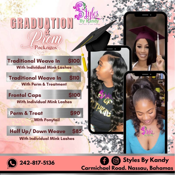 Prom Glam, Editable Social Media Flyer, Make-up Glam Graduation Beauty ...